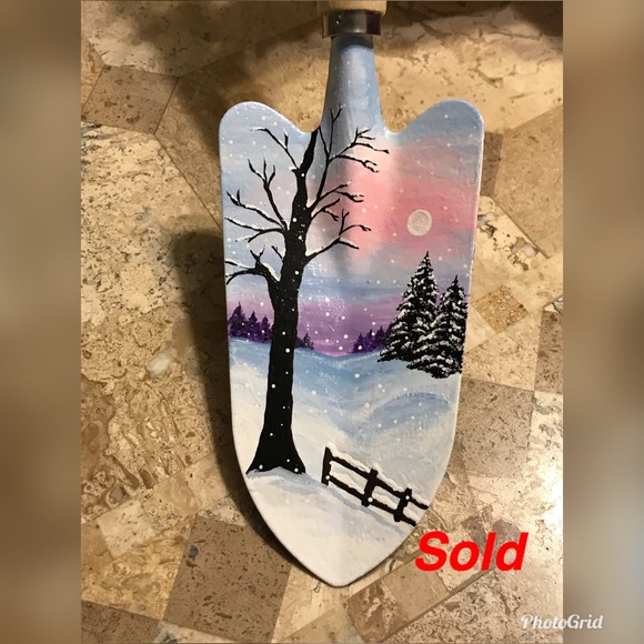 Wall Decor | Winter Scene Hand Painted Garden Shovel | Poshmark